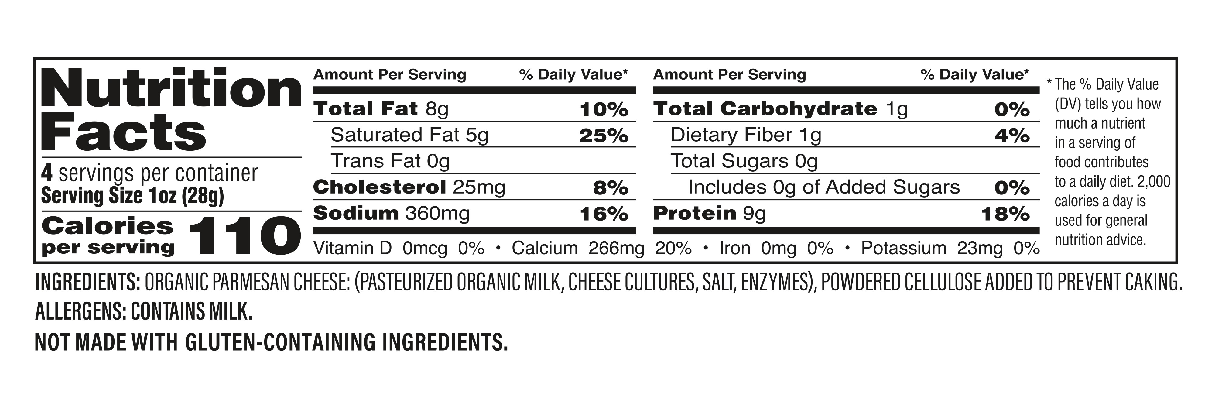 Organic Fresh Parmesan Cheese Cup - Shredded, 4 OZ | Natural Grocers