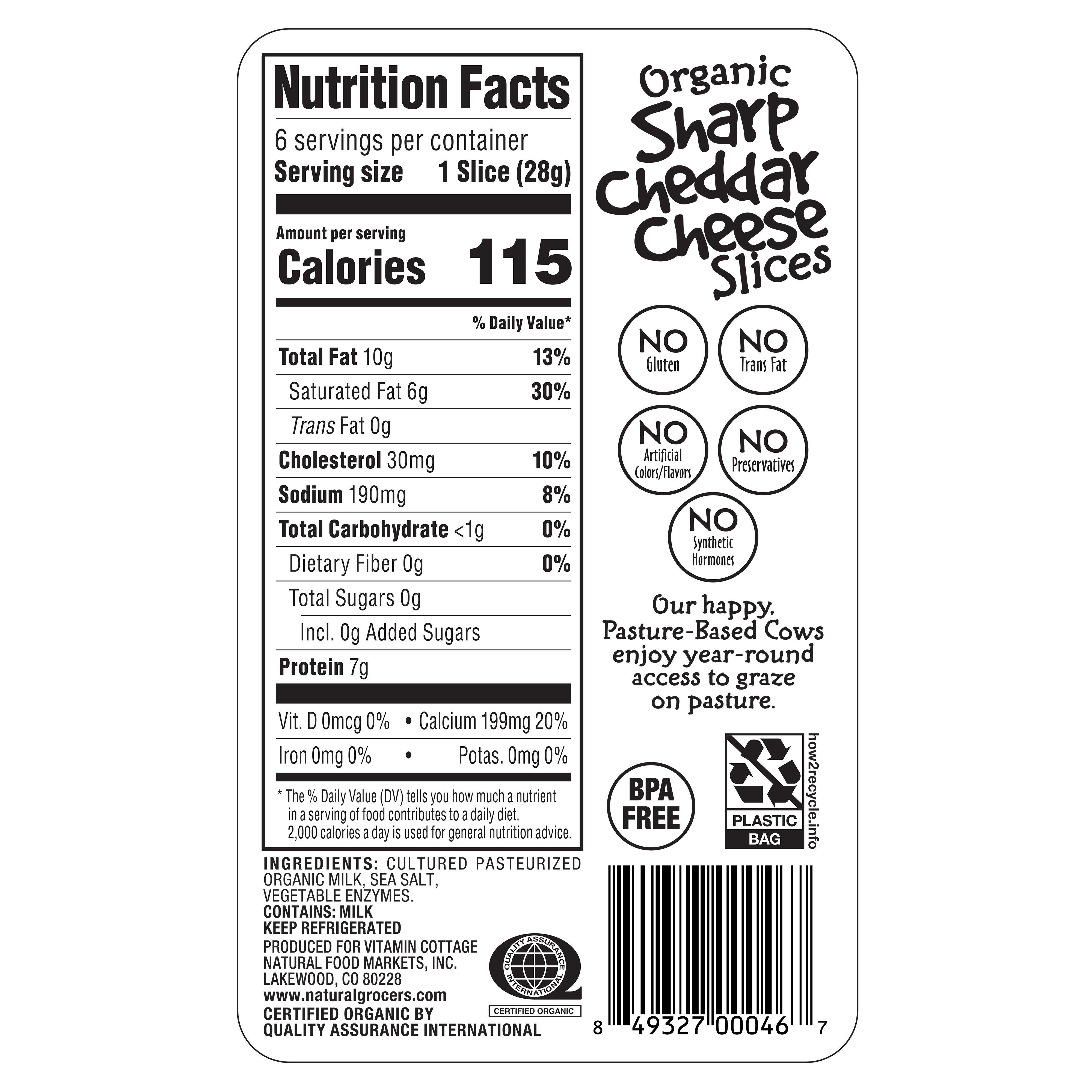 Organic Sharp Cheddar Cheese Slices, 6 Oz | Natural Grocers