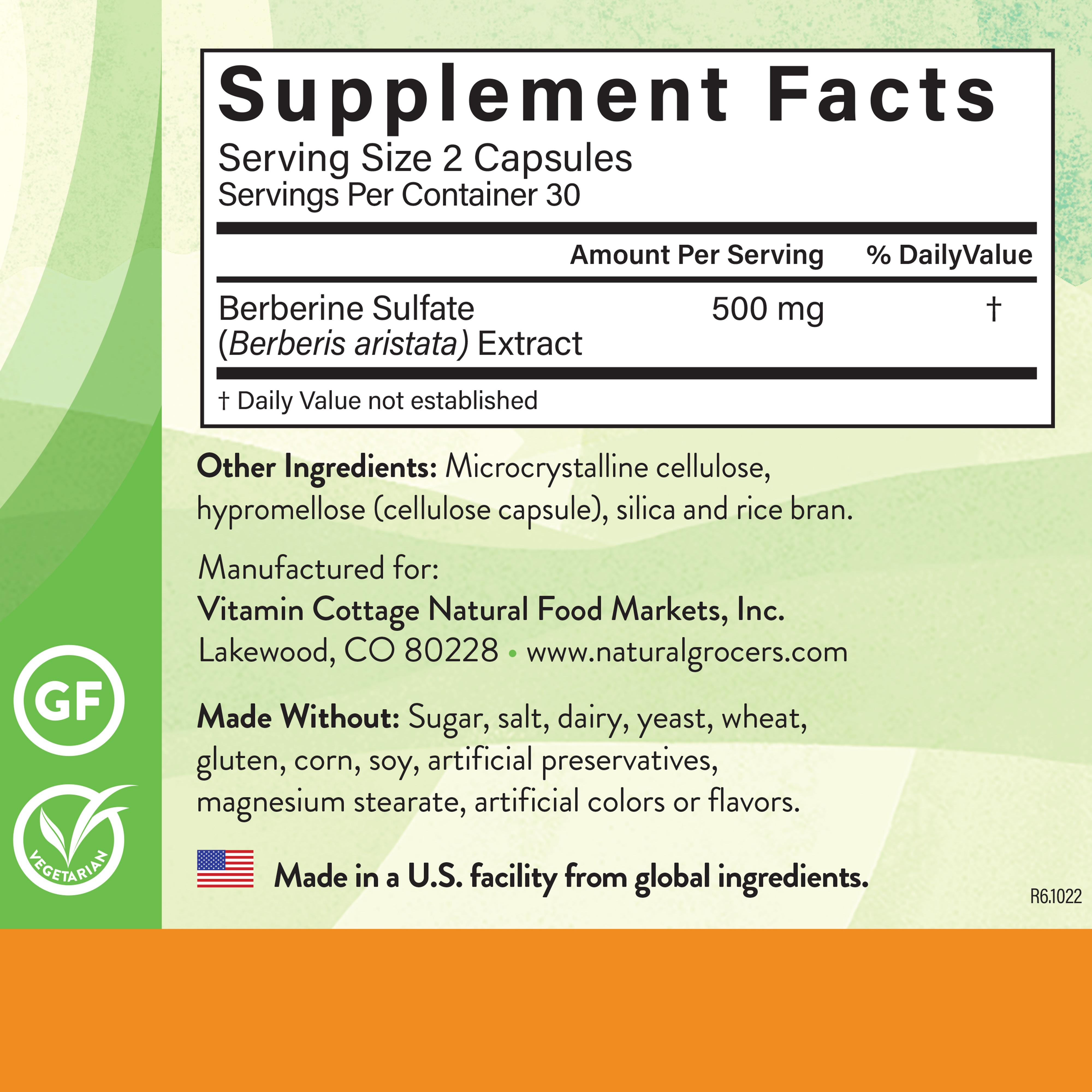 Berberine Extract 500 Mg Vegetarian Capsules 60 Veg | Natural Grocers