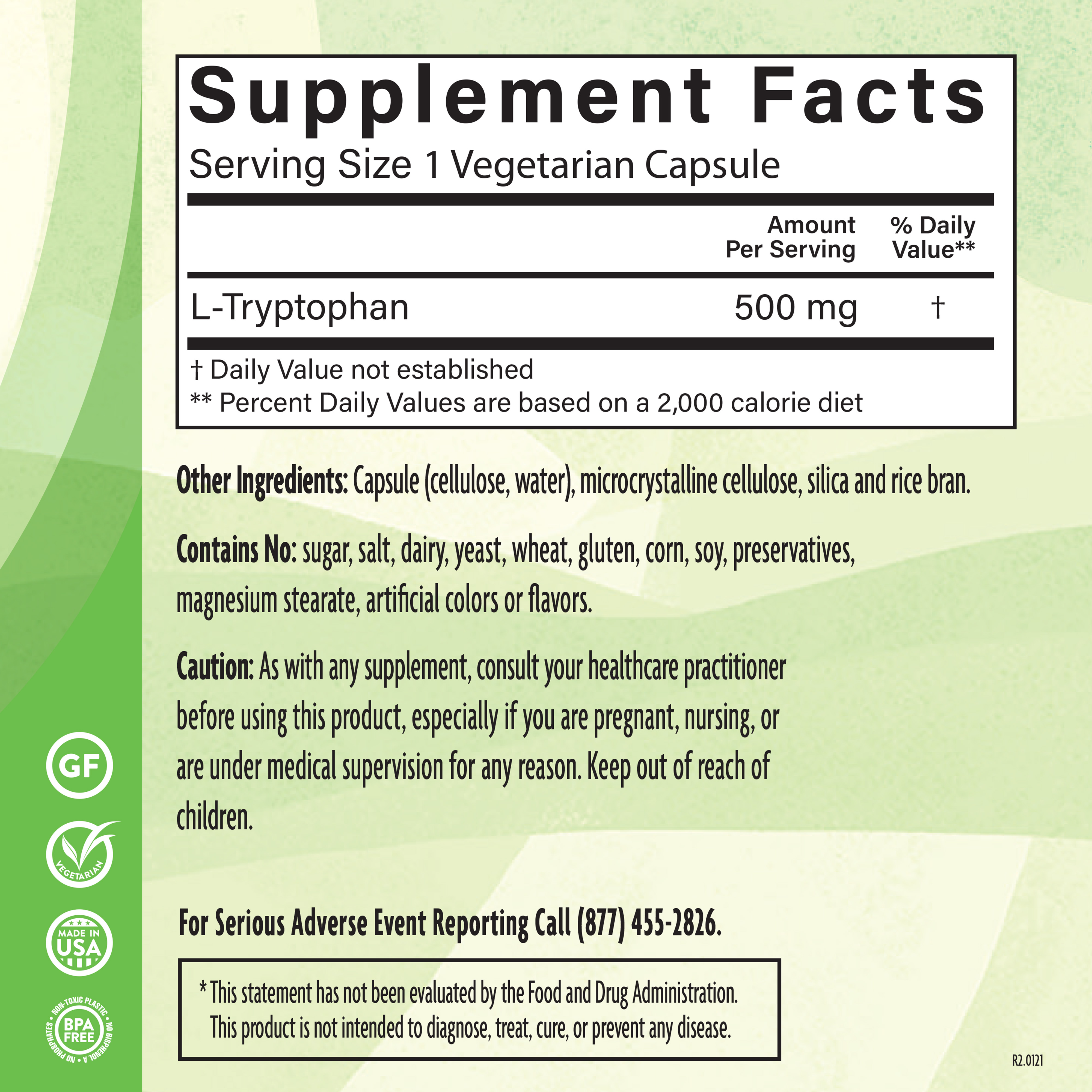 L-tryptophan 500 Mg 90 Veg | Natural Grocers
