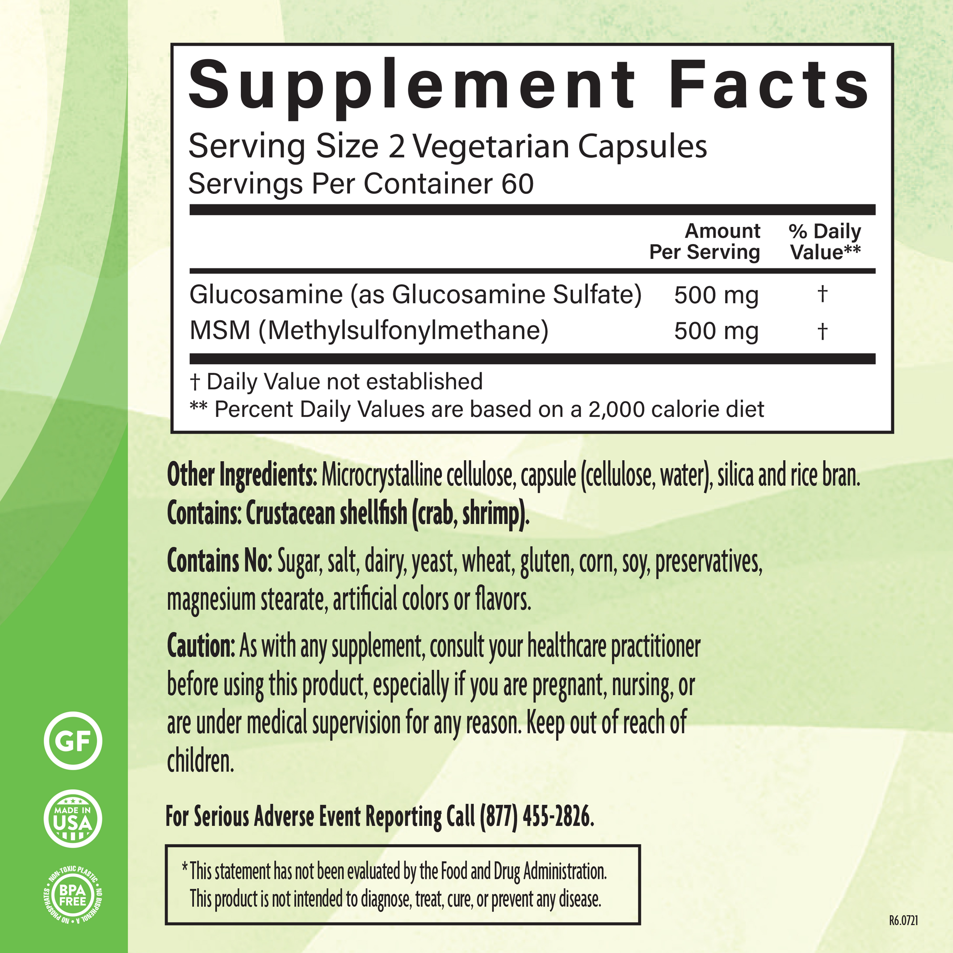 Glucosamine Msm Vegetarian Capsules 120 Veg | Natural Grocers
