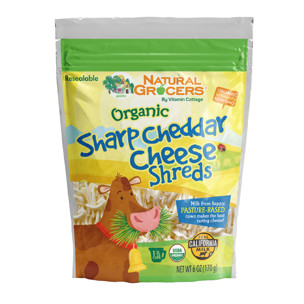 Organic Sharp Cheddar Cheese Shreds, 6 OZ | Natural Grocers