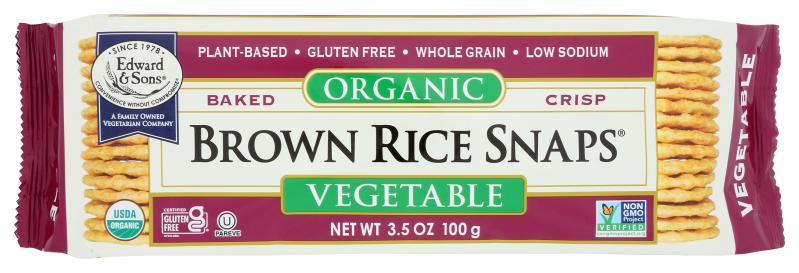 Organic Gluten-free Vegetable Baked Brown Rice Snaps Crackers 3.5 Oz ...