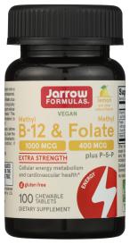 Vegan Methyl B-12 & Methyl Folate Extra Strength Chewable Tablets/lemon ...