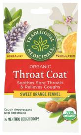 Organic Throat Coat Menthol Cough Drops/sweet Orange Fennel Flavor 16 ...